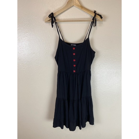 Hot Topic | Dresses | Hot Topic Dress S M Dress Black Heart Button ...